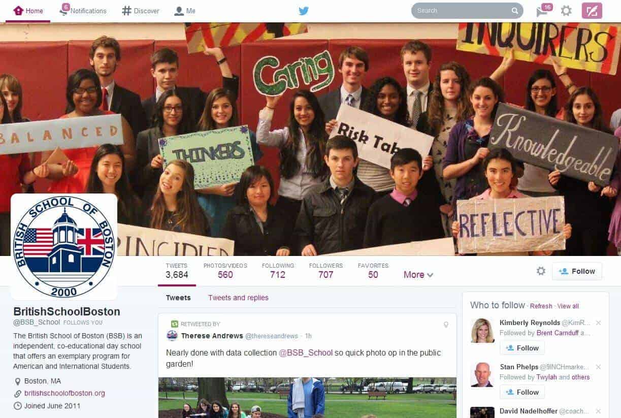 School Spotlight: The British School Of Boston Twitter Account